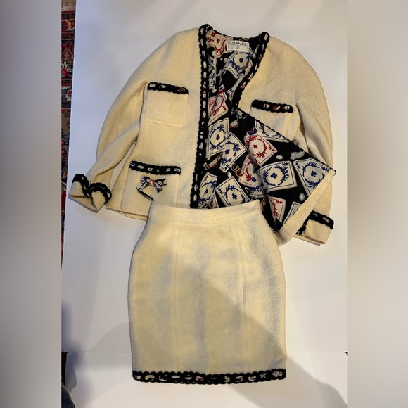 CHANEL | Skirts | Rare Vintage Chanel Fr 4 Playing Cards Jacket Skirt ...